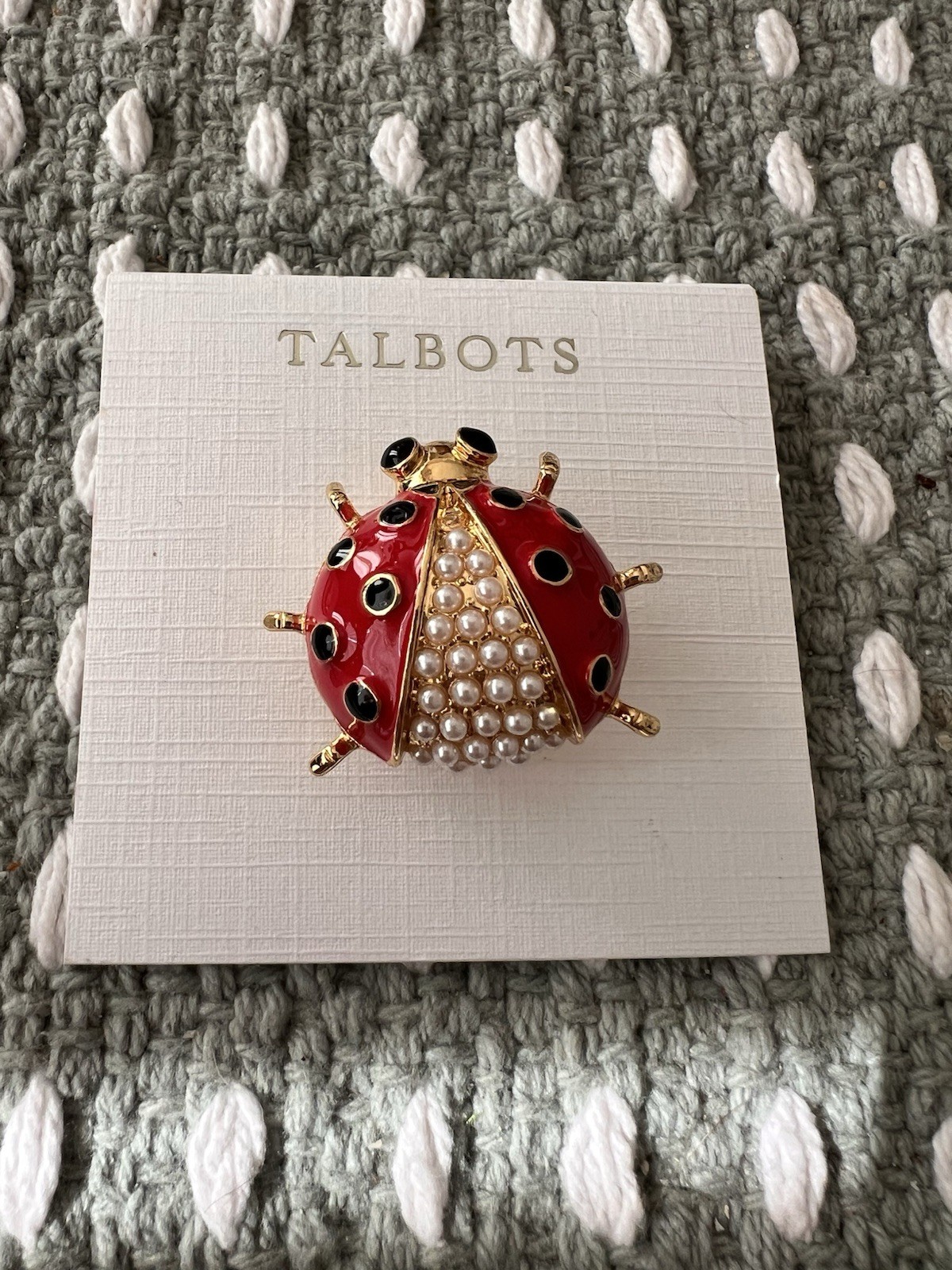 NWT Talbots Red Ladybug Insect Brooch Pin With Pearls | eBay