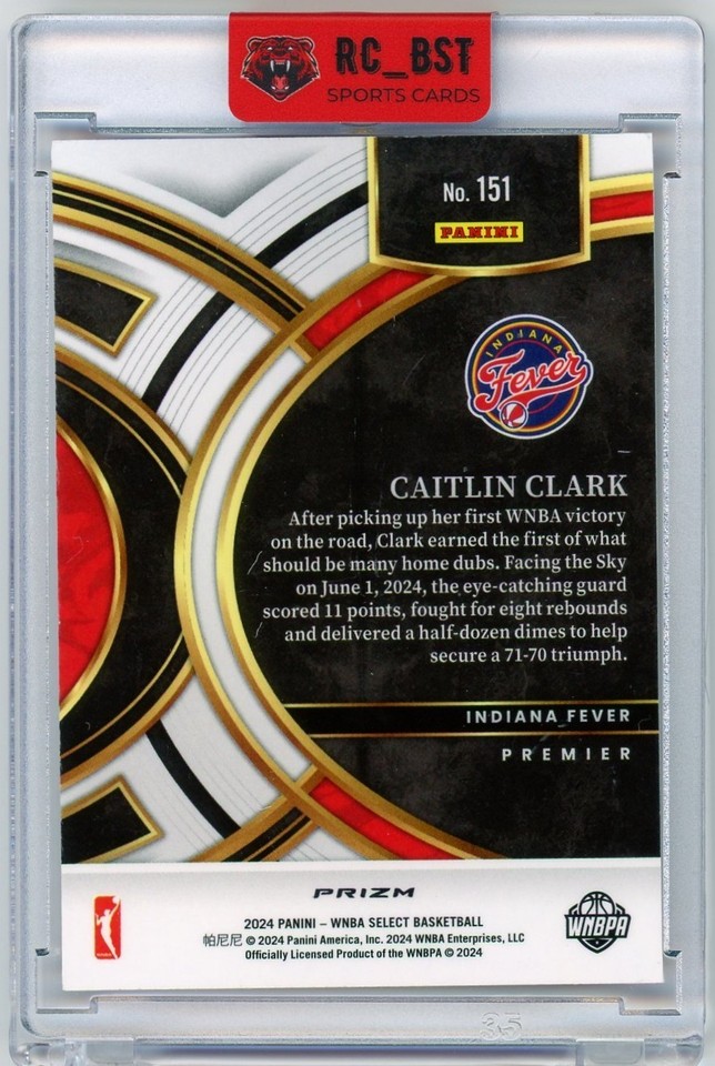 CAITLIN CLARK RC Rookie - Pink Ice Prizm 2024 Panini Select WNBA #151 ...