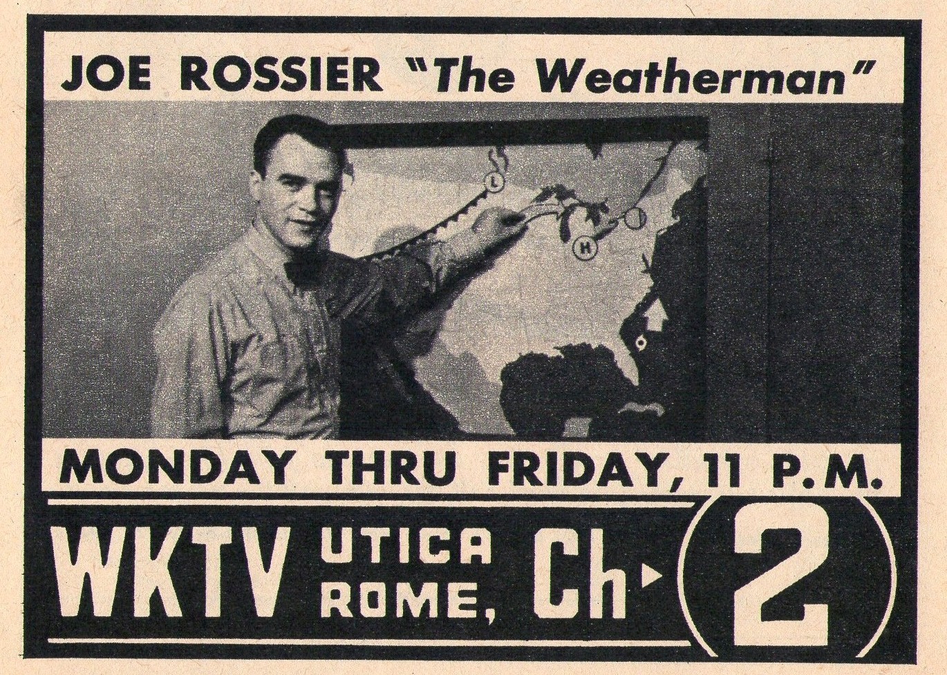 1968 WKTV TV AD / JOE ROSSIER / WEATHERMAN in UTICA,NEW YORK / NEWS ...