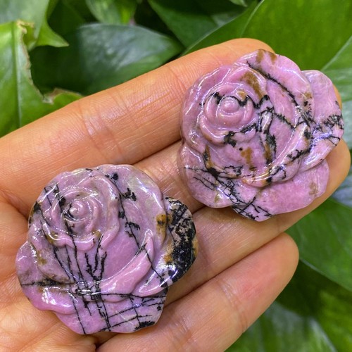 Natural rhodonite Jasper roses flowers skull hand carved reiki Healing ...