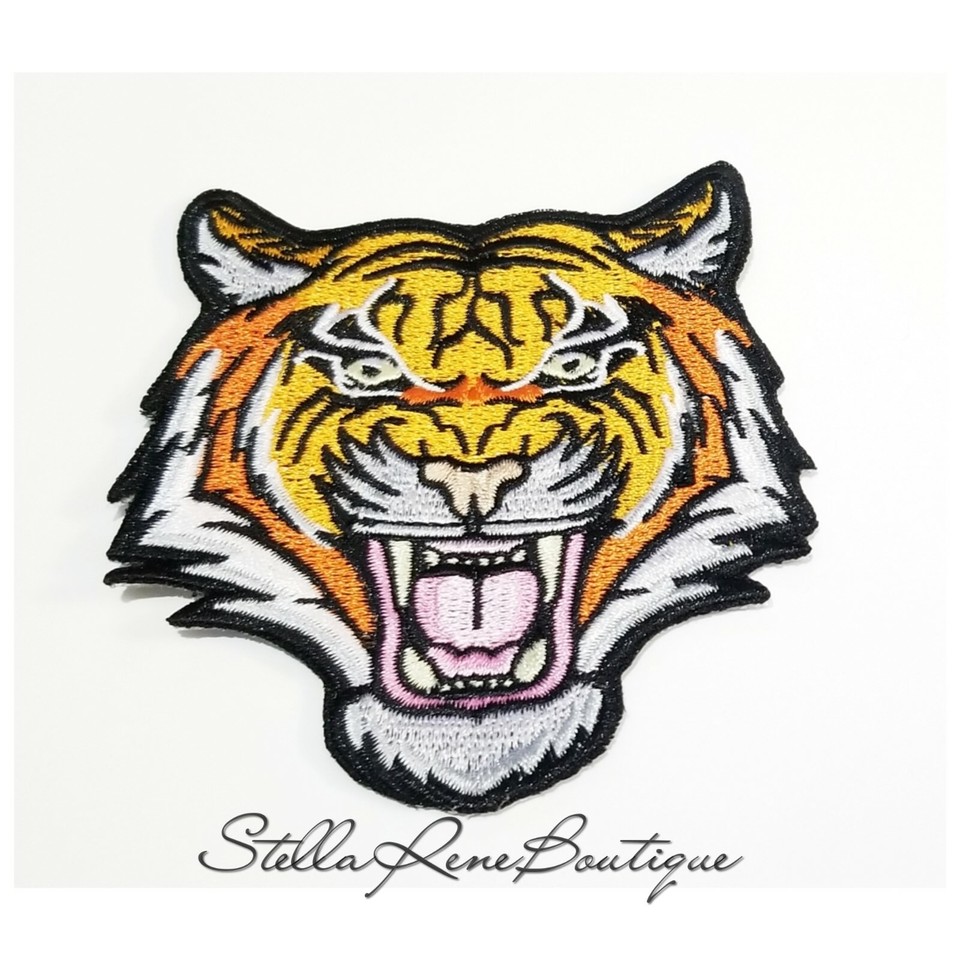 New! BENGAL TIGER Iron-On PATCH Embroidered Tiger King Roaring Tiger ...