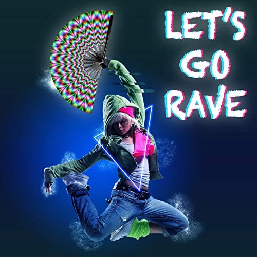 Large Rave Clack Folding Hand Fan for Men/Women - Chinese Trippy Waves ...