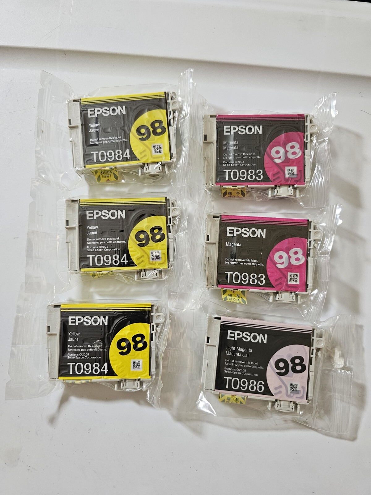 Genuine Set 6 Epson 98 Ink Cartridges T098 T0981-T0985-T0986 Artisan ...