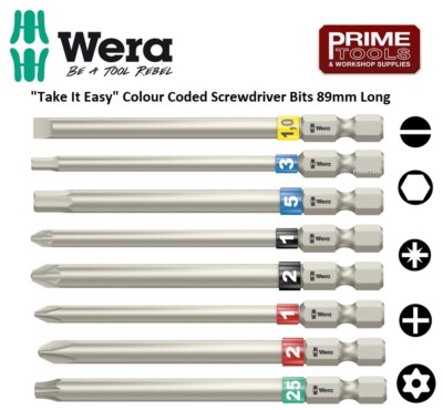 Wera "Take It Easy" Premium Colour Screwdriver Bits Phillips Slot Pozi ...