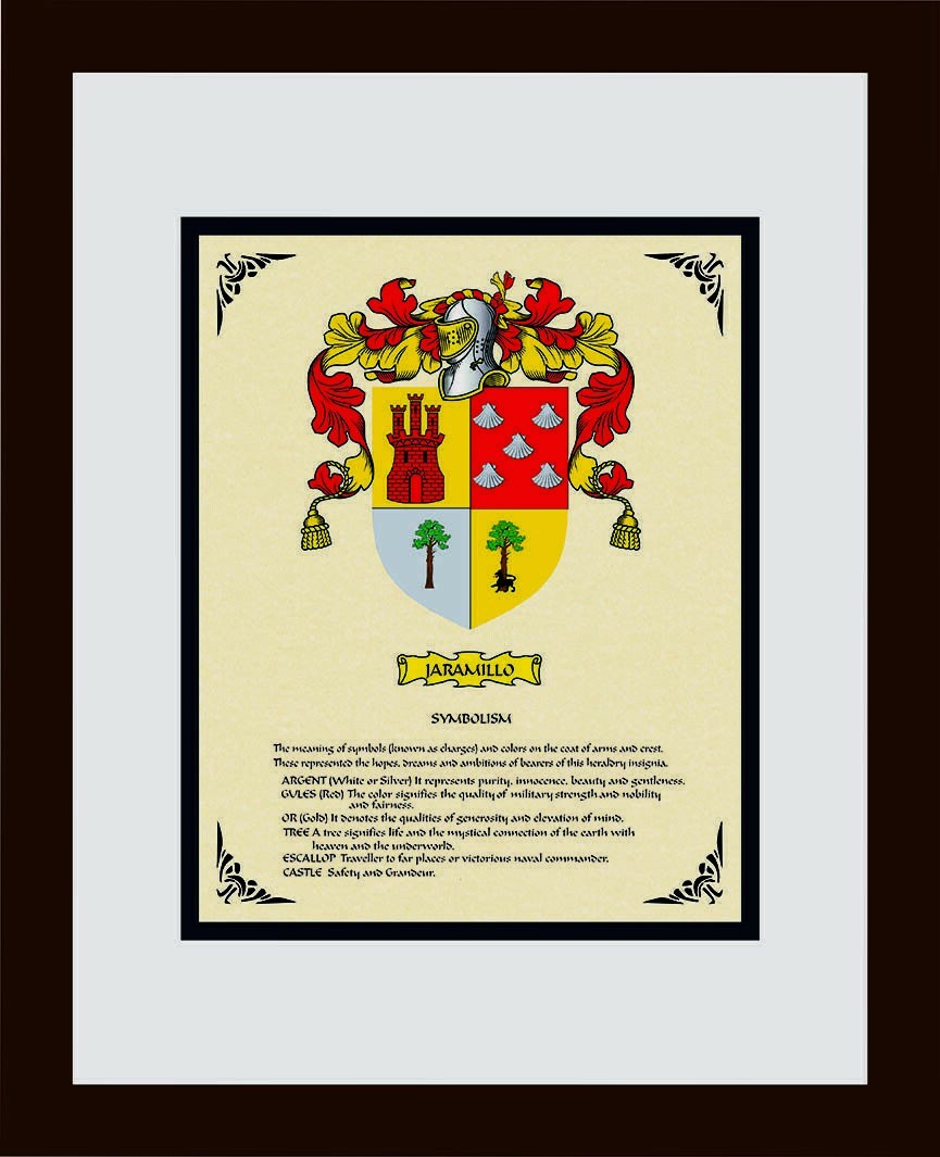 HERALDRY COAT OF ARMS ~ JARAMILLO FAMILY CREST ~ FRAMED | eBay