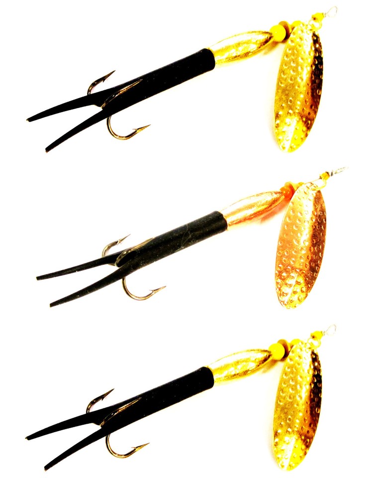 3 Black Swing Blade Bullet Flying C Spinners Salmon Trout Pike ...