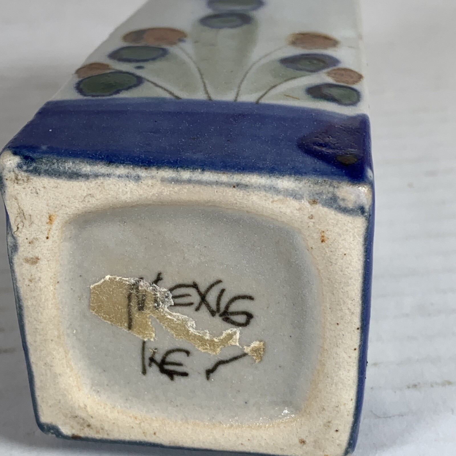 KEN EDWARDS MEXICO POTTERY 4.5" VASE w/ BLUE BIRD DESIGN - SIGNED KE ...