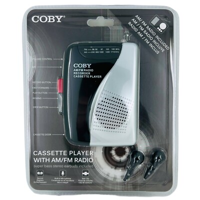 COBY CVR-28-BLK Portable Cassette Recorder AM FM Radio with Earbuds ...