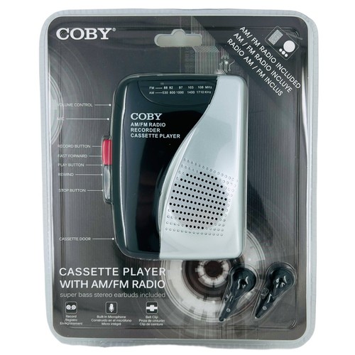 COBY CVR-28-BLK Portable Cassette Recorder AM FM Radio with Earbuds ...