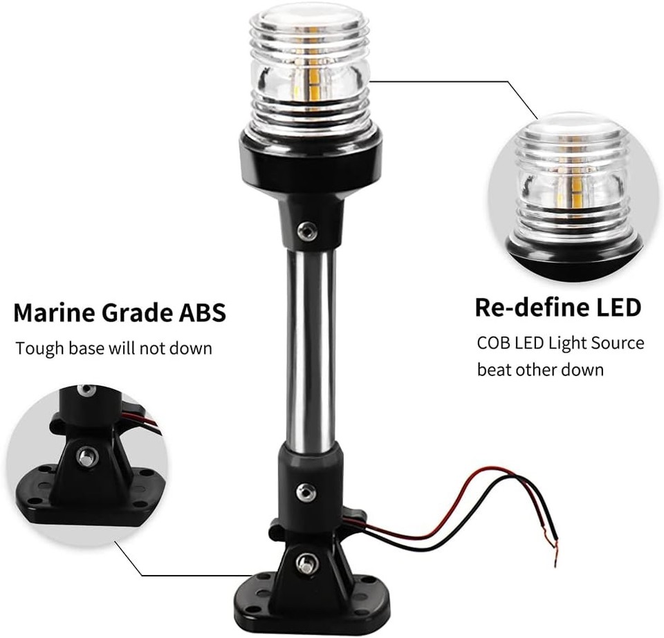 DDL Anchor Light,White LED Stern Light for Boat 3 Nautical Mile 9 ...