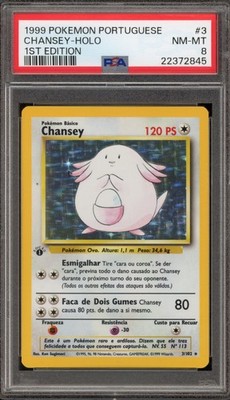 Pokemon Chansey Base Set 1st Edition PORTUGUESE Holo Rare #3 PSA 8 | eBay