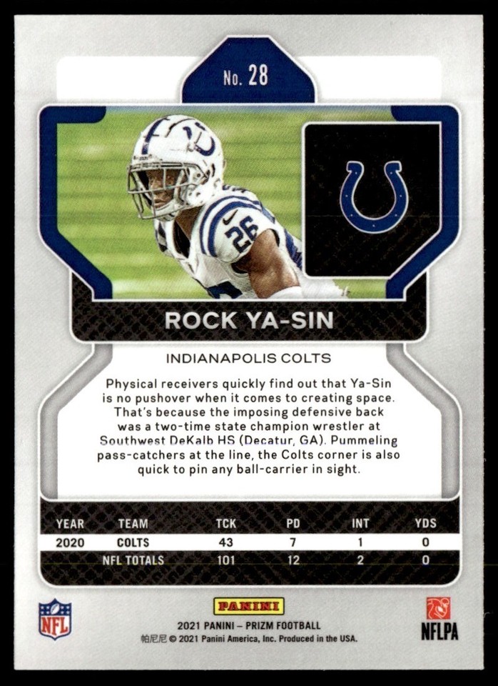 2021 Panini Prizm Rock Ya-Sin Indianapolis Colts #28 | eBay