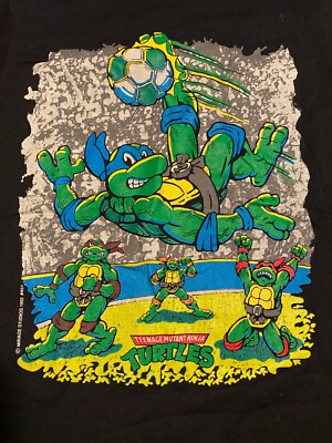 Vintage 1992 Teenage Mutant Ninja Turtles Soccer Kids Shirt Size Large ...