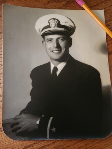 Handsome Navy officer photo-stripes hat & sleeve-1 star Rear Admiral ...