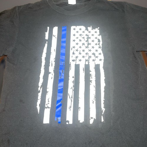 Port & Company Police Sergeant Thin Blue Line Flag - Tee T-Shirt Cotton ...