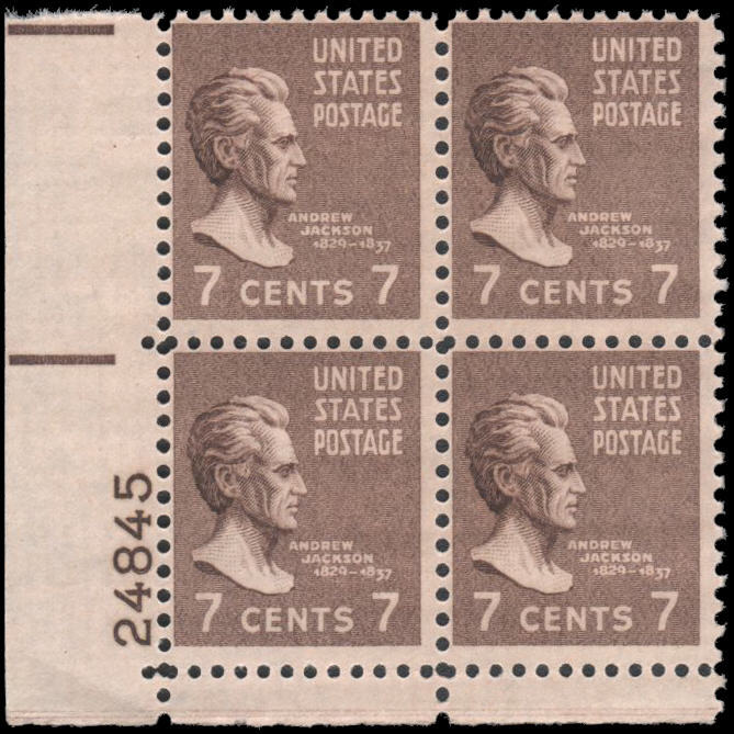 US #812 MNH plate block of 4, 7c Prexie, Jackson | eBay