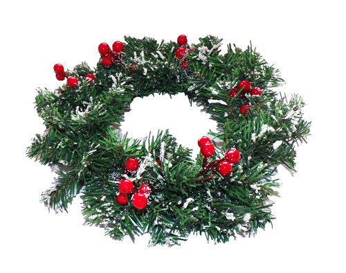 New 12" Christmas Red Berry Wreath Frosted Pine Farmhouse Door & Wall ...