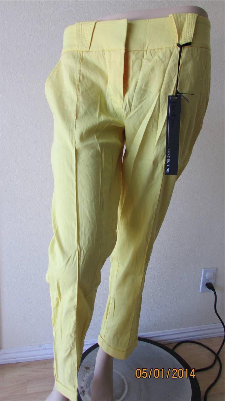 NWT BEBE KRISTY PINTUCK CUFFED CROP PANTS SIZE 6 | eBay