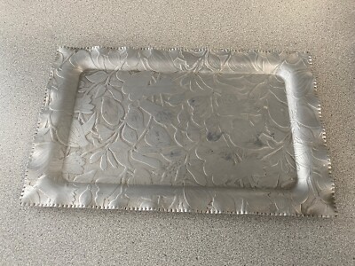 Vintage 14x9 FEDERAL FLORETTE DESIGN Hammered Aluminum Rectangular ...