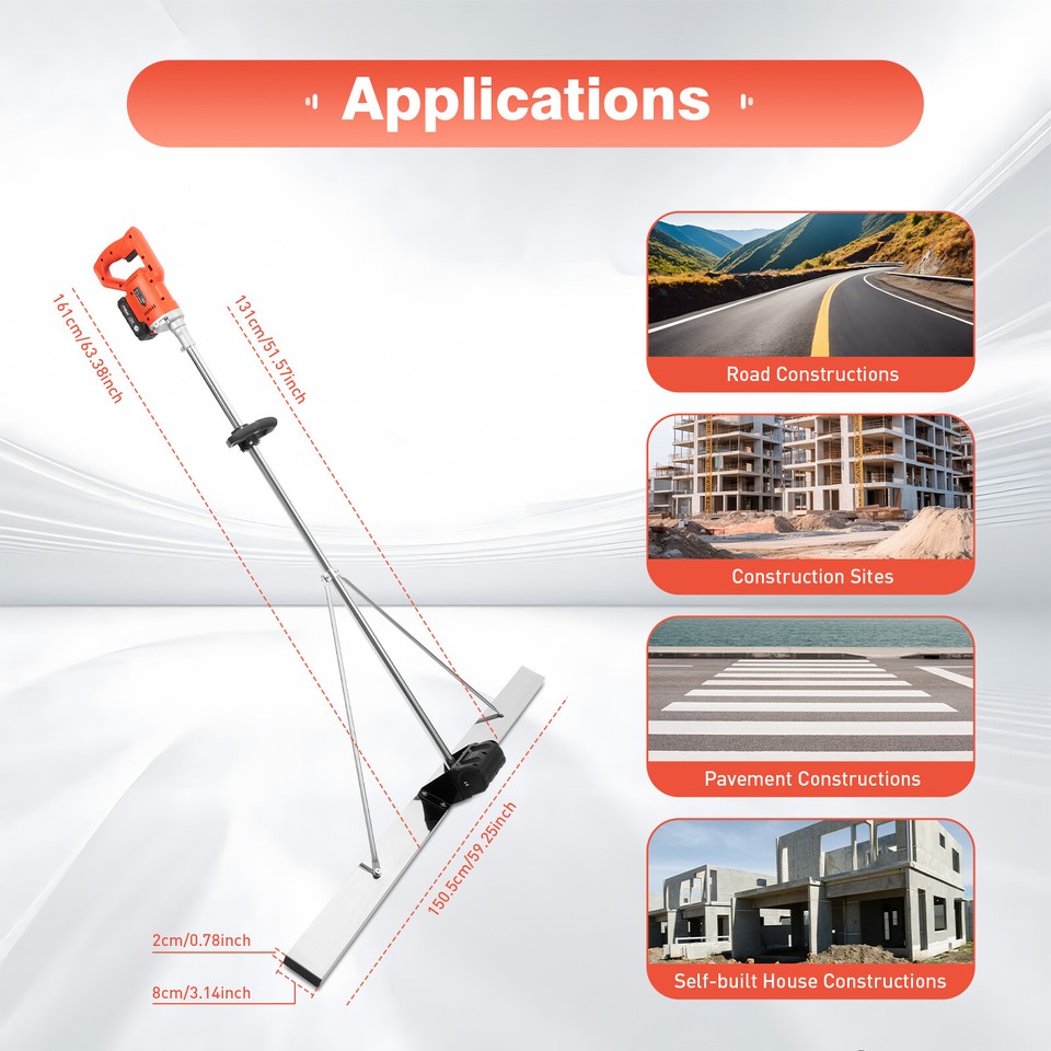 Battery Powered Concrete Surface Vibratory Leveling Screed +1.5M ...