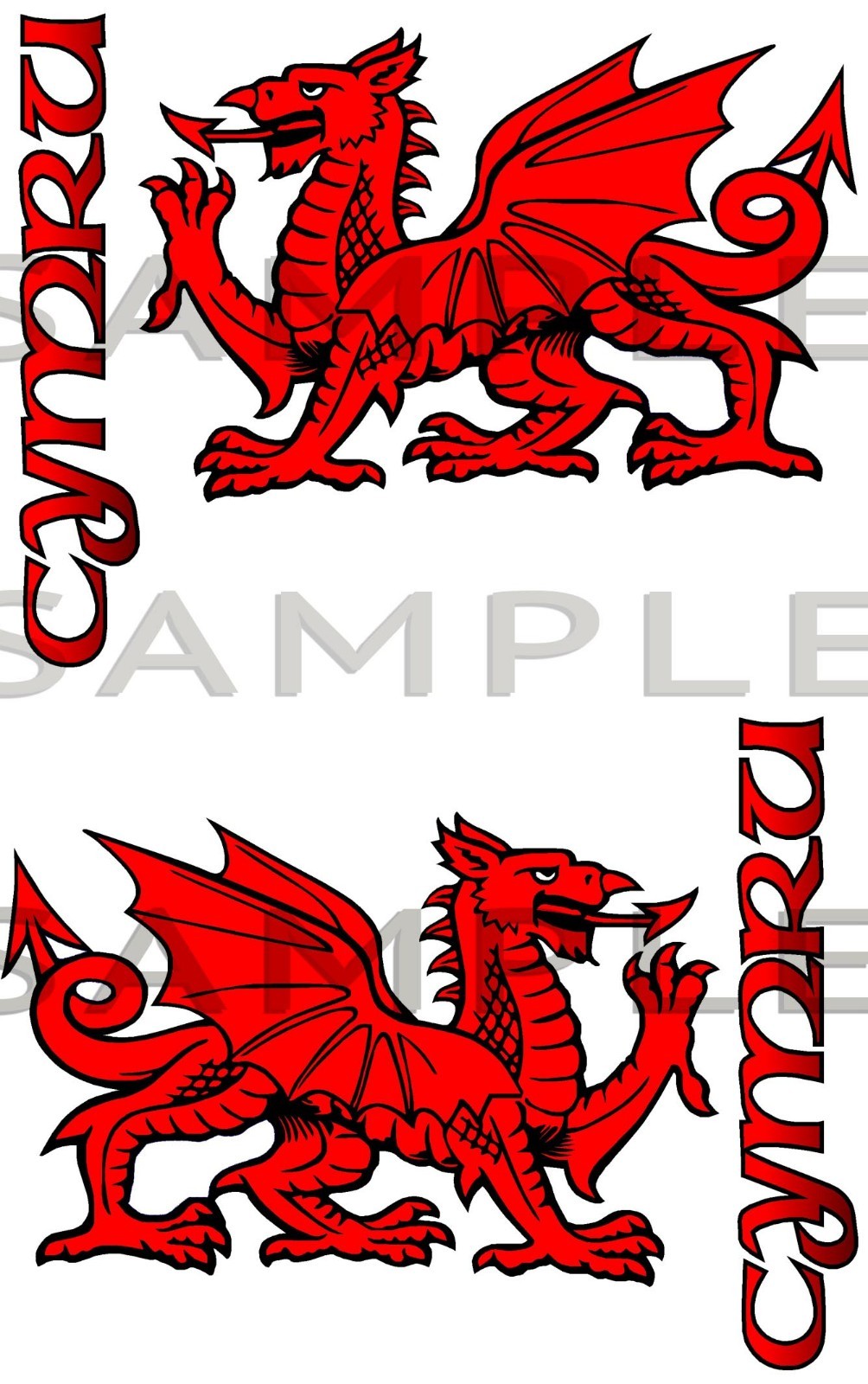 Welsh Dragon Sticker kit CYMRU Car Bike Van Truck Tool Box 4x4 Off Road ...
