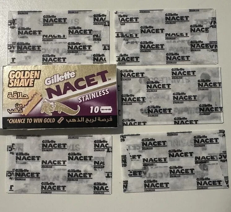 100 GILETTE NACET STAINLESS DOUBLE EDGE RAZER SHIVING BLADES MADE IN ...