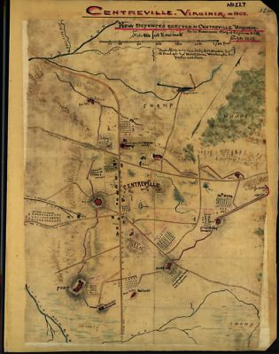 18"x 24" 1863-1865 Map Of Virginia New Defenses Erected At Centreville ...