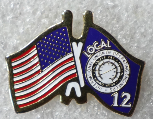 IUOE Local 12 Pin ~ Crossed USA & Union Flags ~ Operating Engineers ...