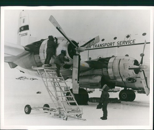 United States Air Transport Service Plane Ladder People Snowy Ground ...