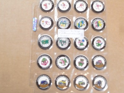 POGS/MILKCAPS POG SHEET OF 35 HAWAIIAN MILKCAPS 7 DIFFERENT MINI-SETS ...
