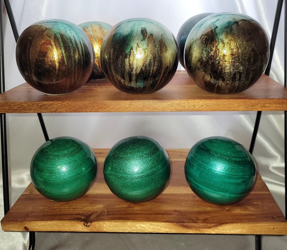Pier 1 Imports Metallic Foil Spheres Teal And Brown Set Of 8 | eBay