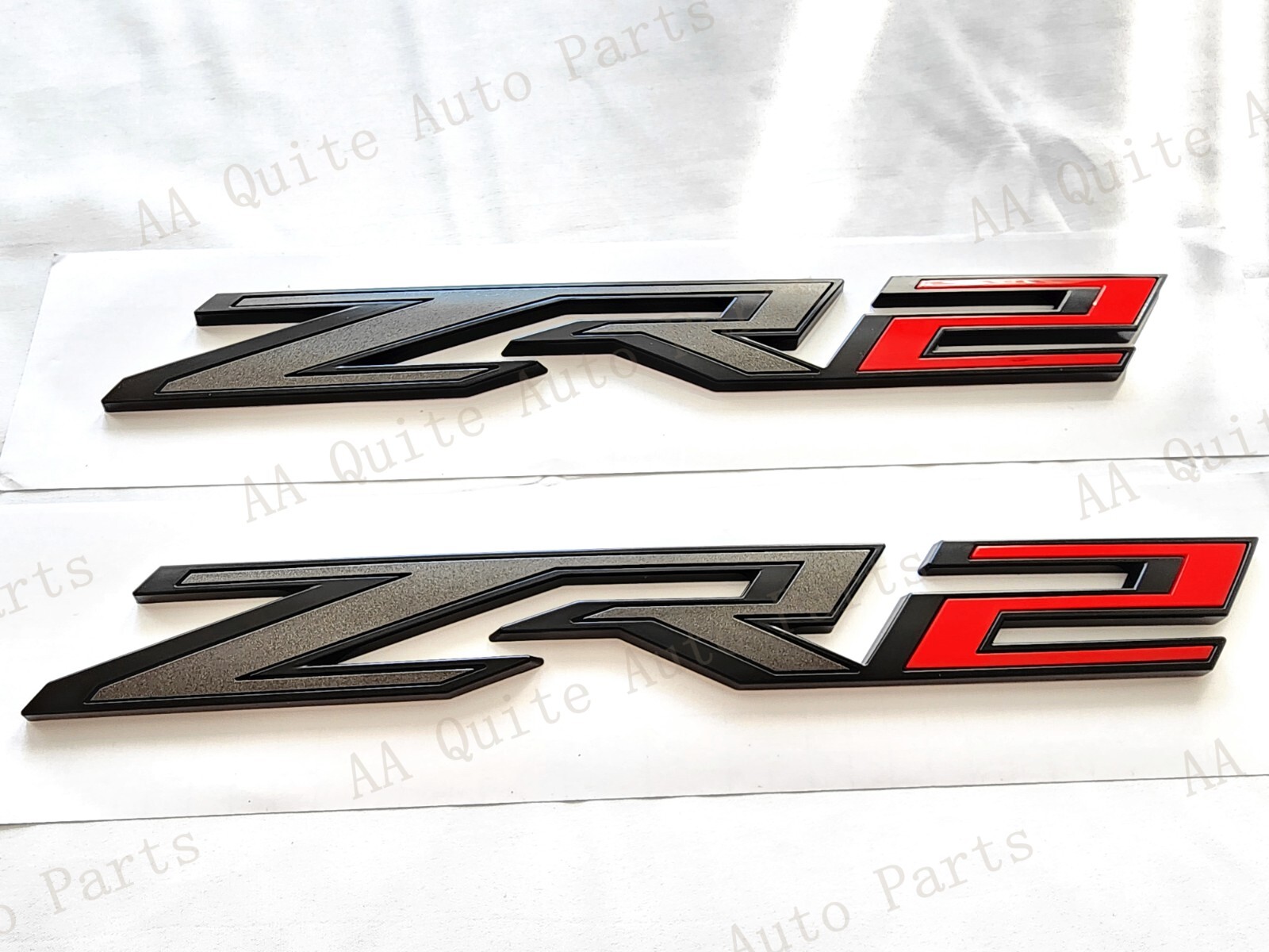 2PCS Matte Black Red Fender ZR2 Emblem Badge Fit 2022-2026 Chevy ...