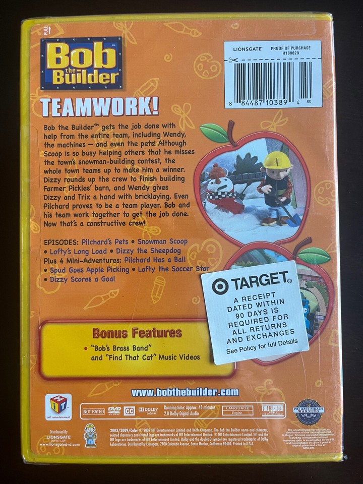 Bob the Builder - Teamwork! (DVD, 2003), BRAND NEW Bonus Features Music ...