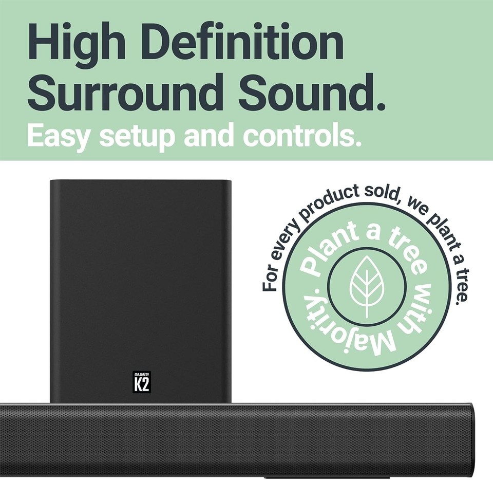 Majority K2 Soundbar and Wireless Sub 150W Black | eBay