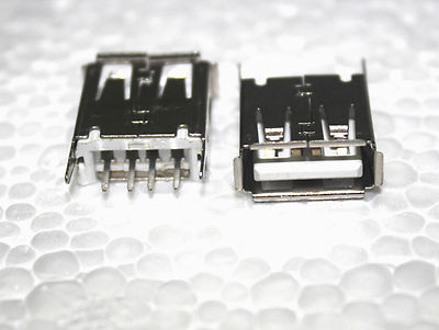 2pcs USB Type A Female PCB Mount Socket Connector straight pin 4 Pin ...