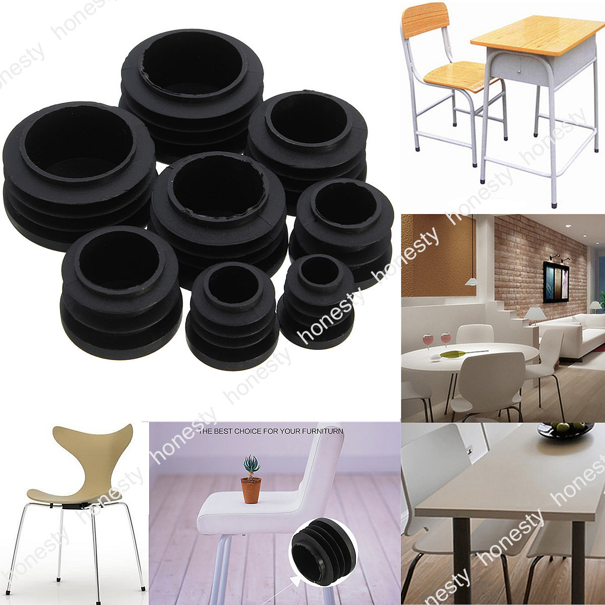 4/10PC Round Plastic Chair Leg Glide Cap Plug Tubing Pipe Insert Floor ...