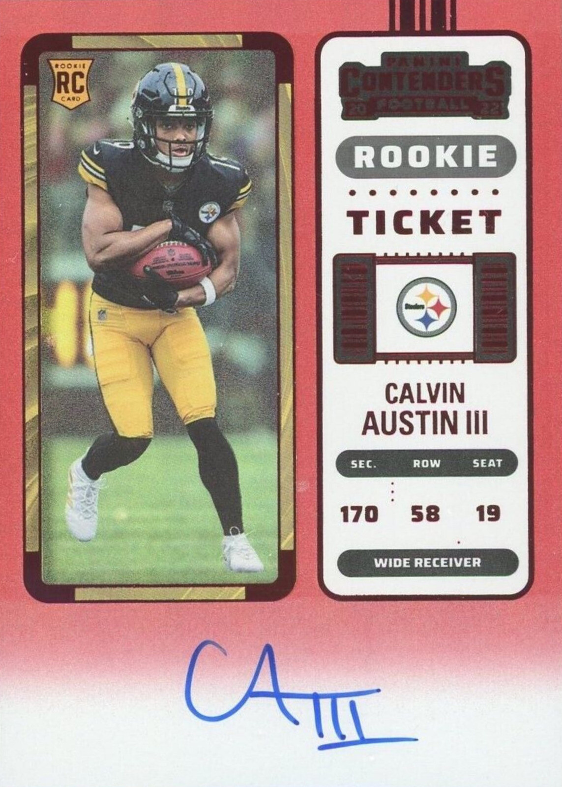 2022 Panini Contenders - Rookie Ticket RPS Red Zone #107 Calvin Austin ...
