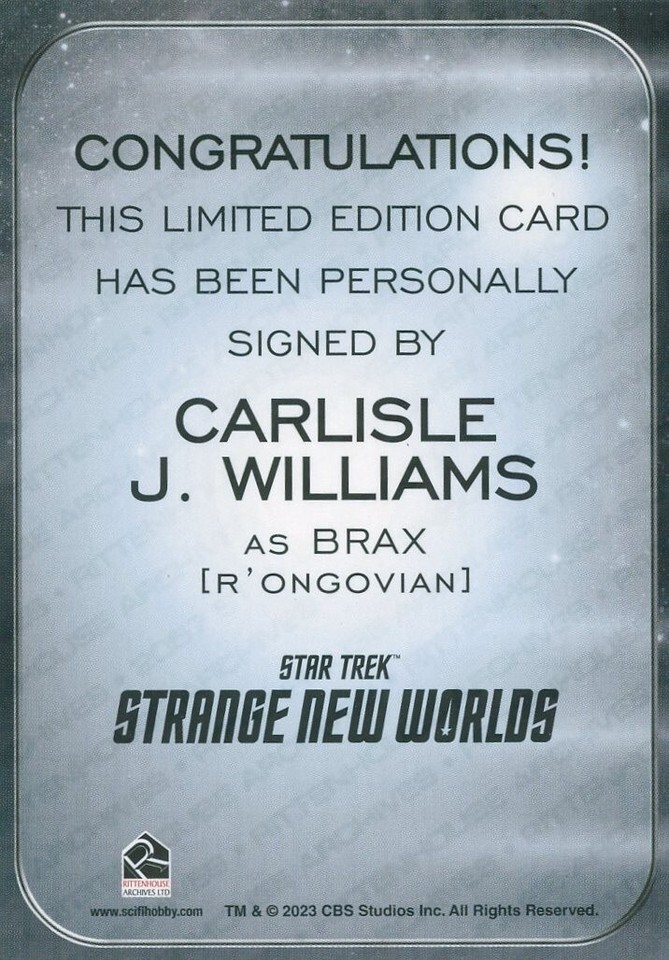 LE Star Trek Strange New Worlds Autograph Carlisle J. Williams as Brax ...