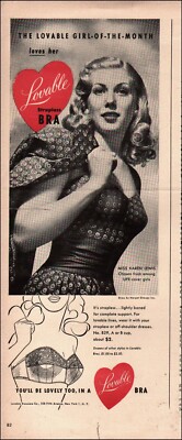 1940's Vintage ad Lovable Bra Strapless Pretty Model dress fashion 02 ...