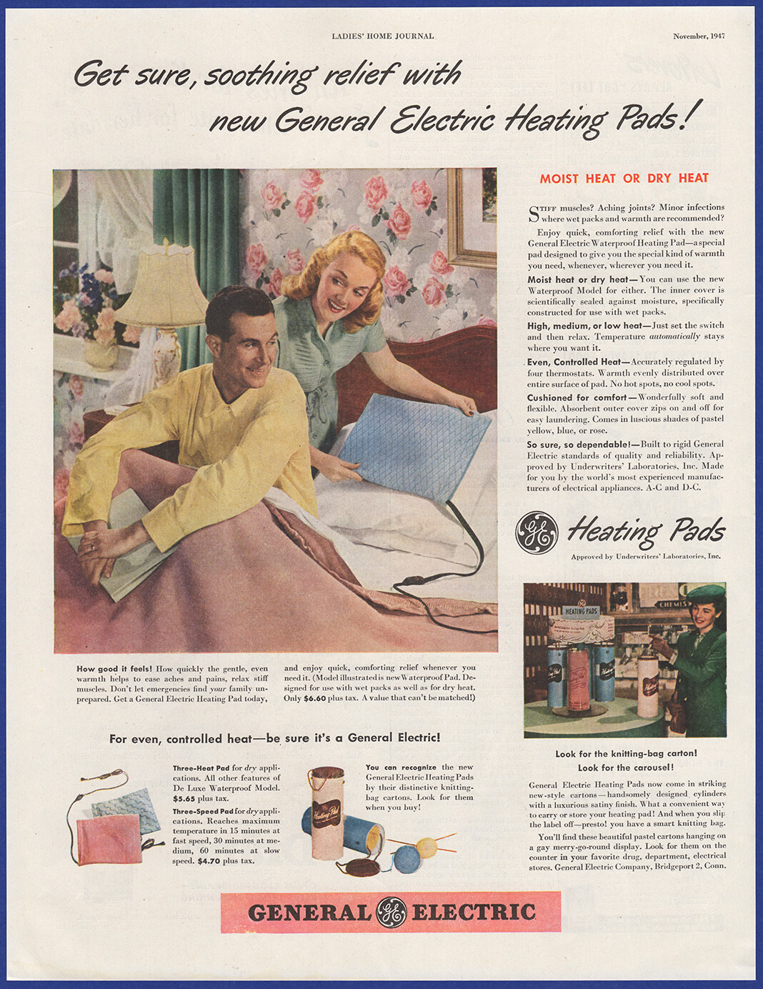Vintage 1947 GENERAL ELECTRIC Heating Pads Ephemera 40's Print Ad | eBay