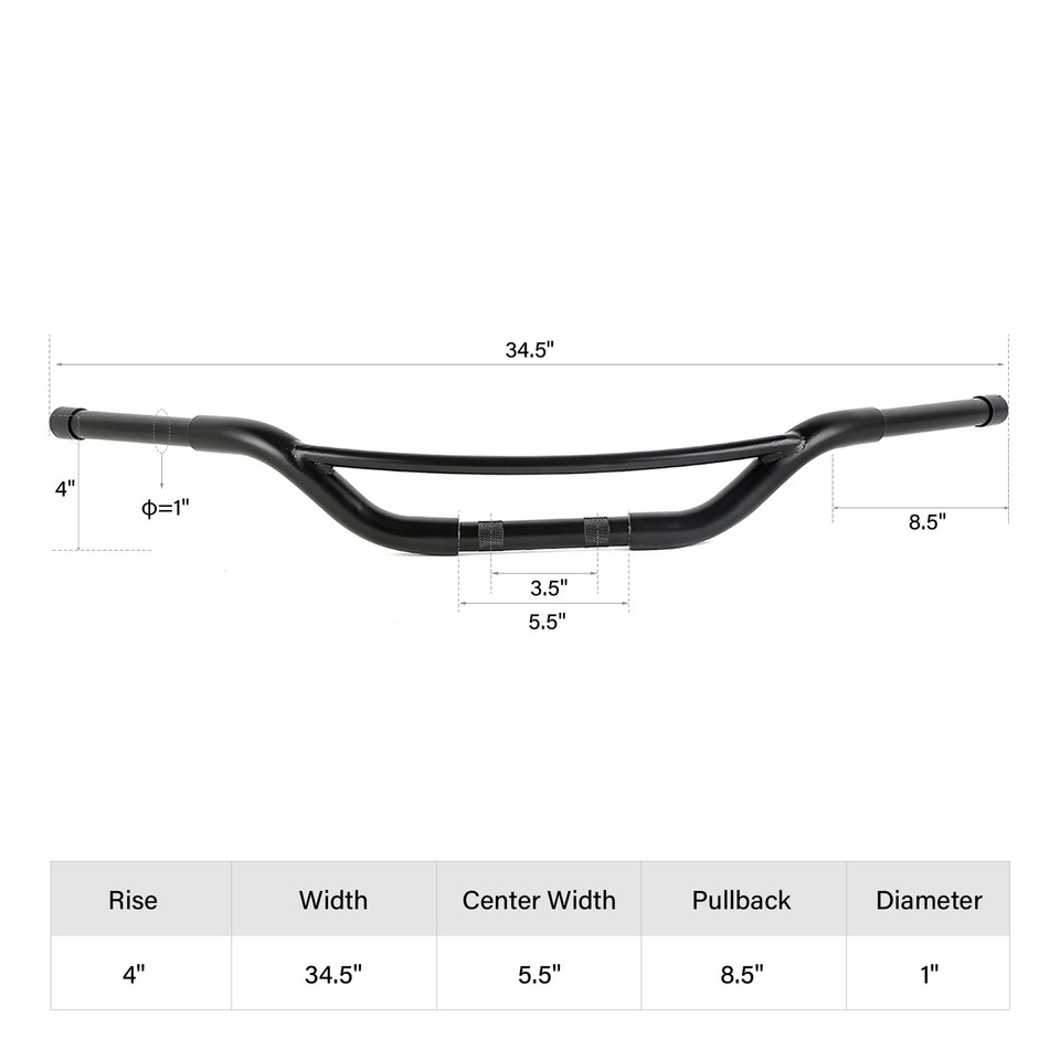 1-1/4'' Fat Hollywood Handlebars 4" Satin Black Fit For Harley XL1200X ...