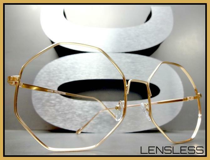 Oversize RETRO Style Lensless SUN GLASSES No Shades Rose Gold Frame ...