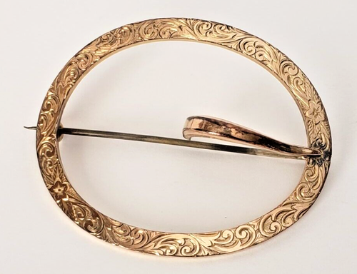 Antique Victorian Engraved Gold Single Hook Sash Buckle Pin | eBay