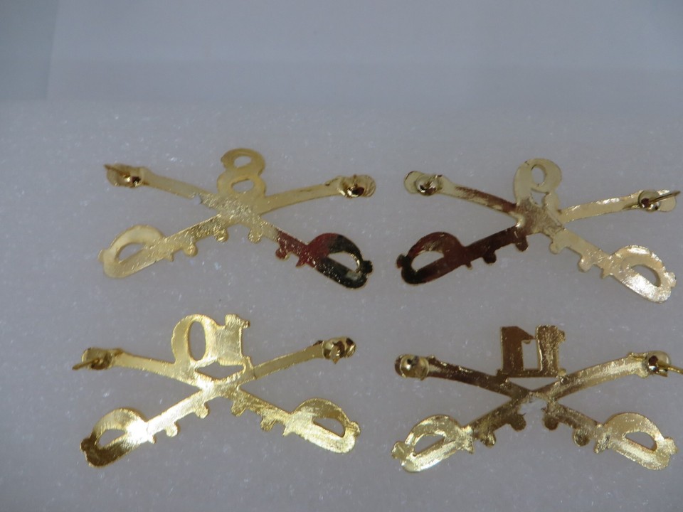 US Army 8th 9th 10th 11th CAVALRY CROSSED SABER Gold Tone Hat Lapel ...