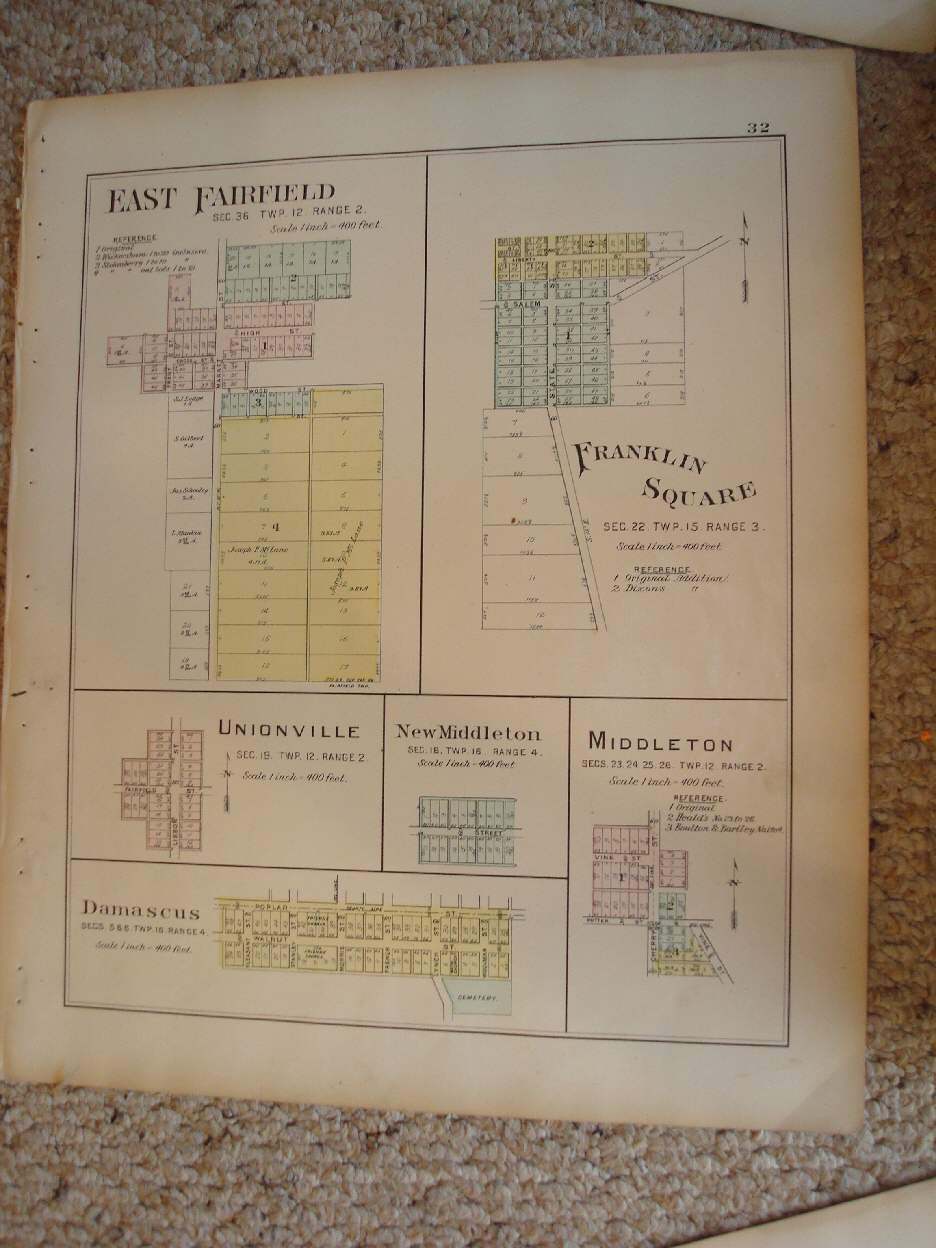 DAMASCUS EAST FAIRFIELD FRANKLIN SQUARE OHIO MAP NiceNR | eBay