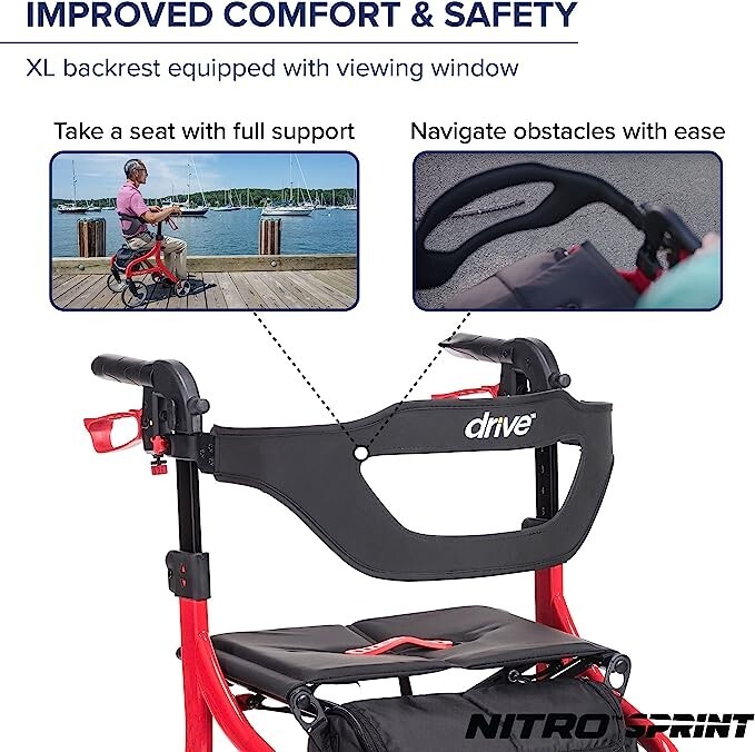 Drive Medical Nitro Sprint Rollator Tall Red, Model 102662RD-T | eBay