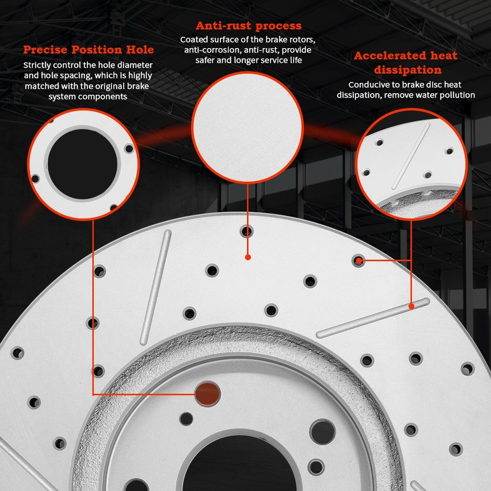 Front Rear Drilled Brake Rotors For Dodge Durango Jeep Grand Cherokee ...