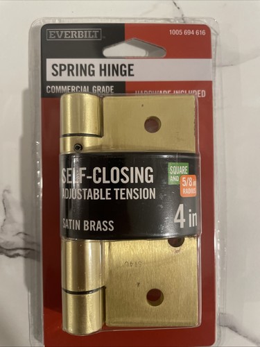 Everbilt Adjustable Spring Hinge Satin Brass 4" Square x 5/8" Radius ...