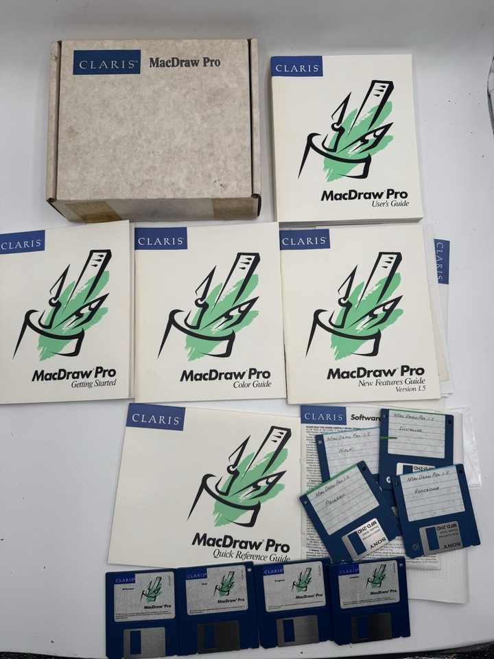 Vintage CLARIS MacDraw Pro Floppy Software Manuals Macintosh 1991 | eBay