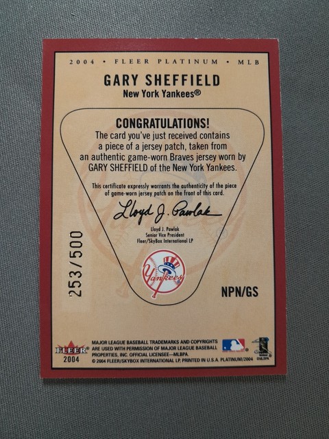 2004 Fleer Platinum - Name Plates Team #NPN/GS Gary Sheffield /500 (MEM ...